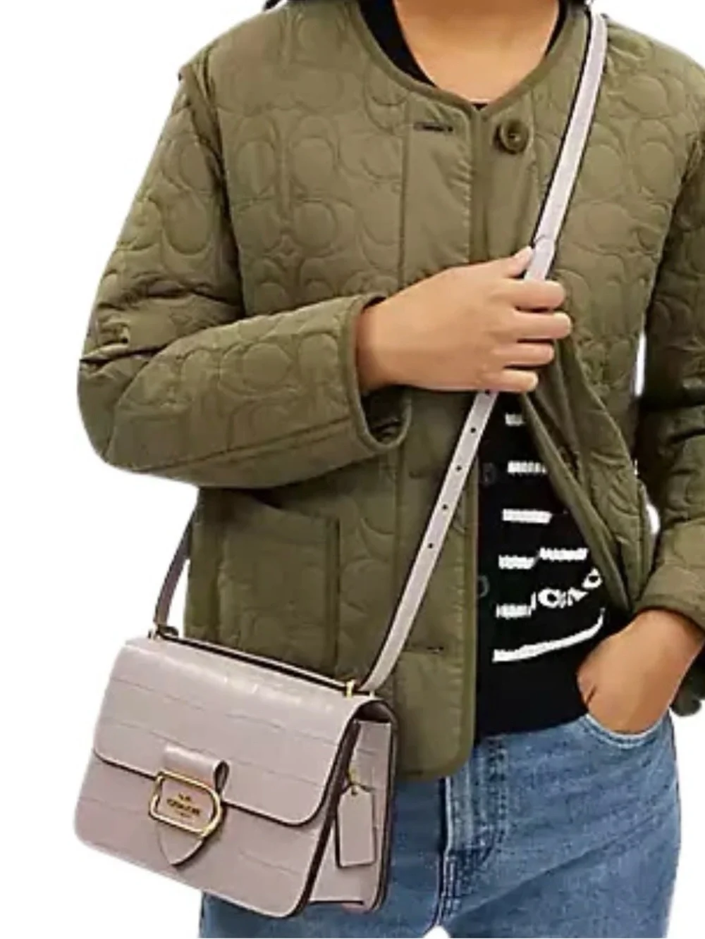 Coach | Bags | Coach Crocembossed Leather Morgan Square Crossbody Euc ...